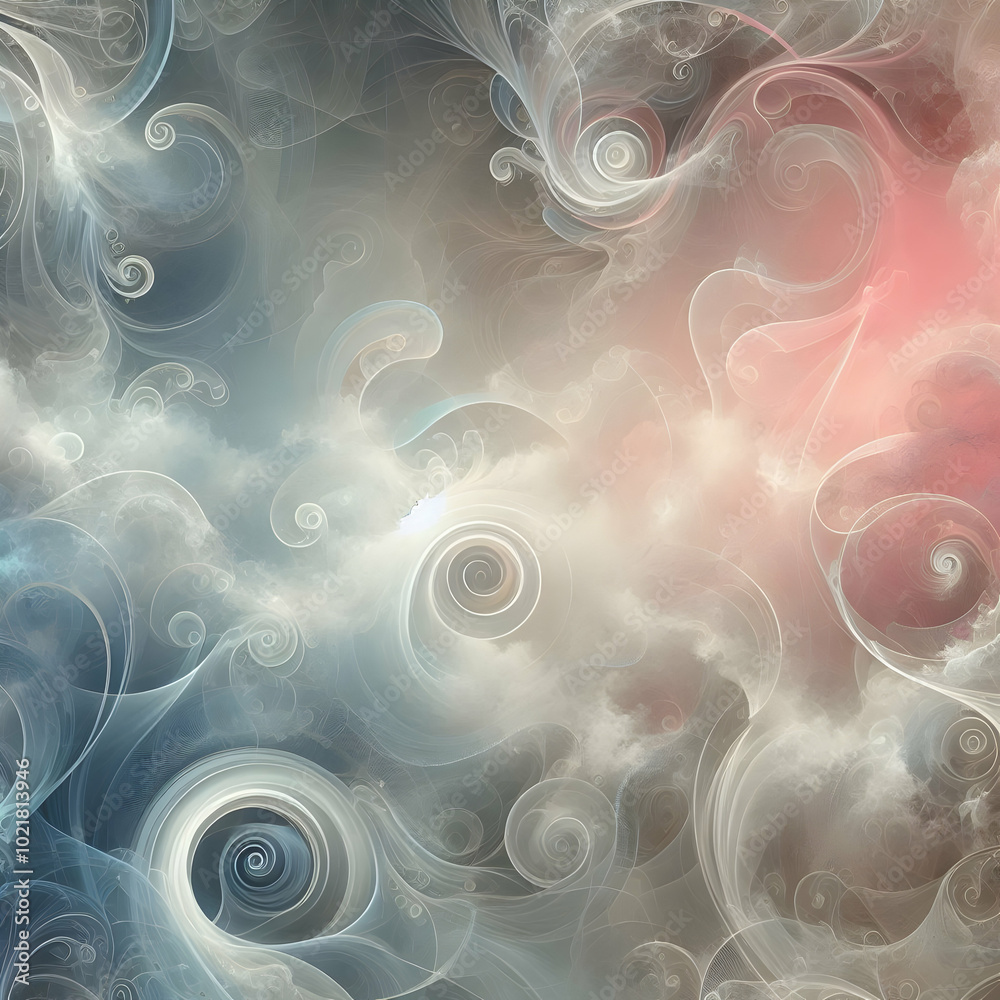 Fog and smoke Psychedelic fractal design with swirling soft red white ...