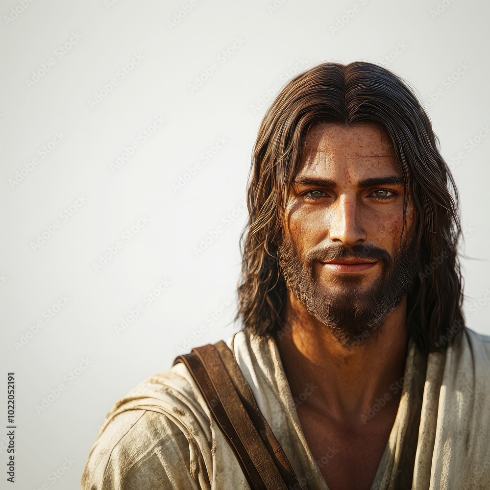 jesus christ on white background, digital illustration, portrait, god ...