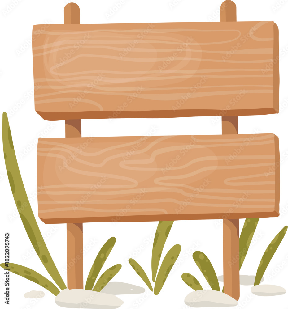 Wooden sign board. Cartoon rustic wood banner, pathfinding plank ...