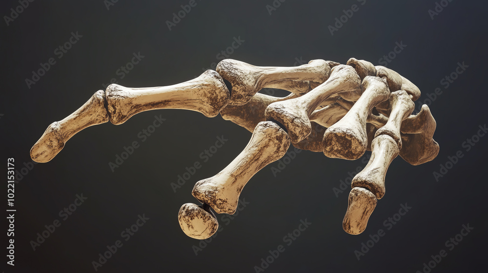 Detailed image of a skeletal hand, showcasing the intricate structure ...