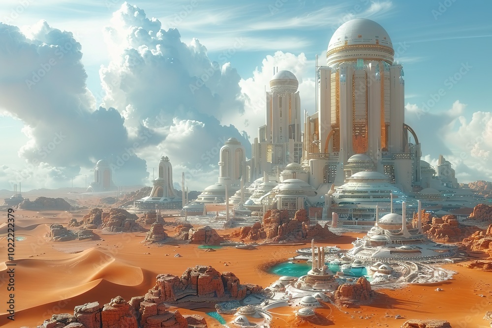 futuristic desert city sustainable architecture smart technology ...