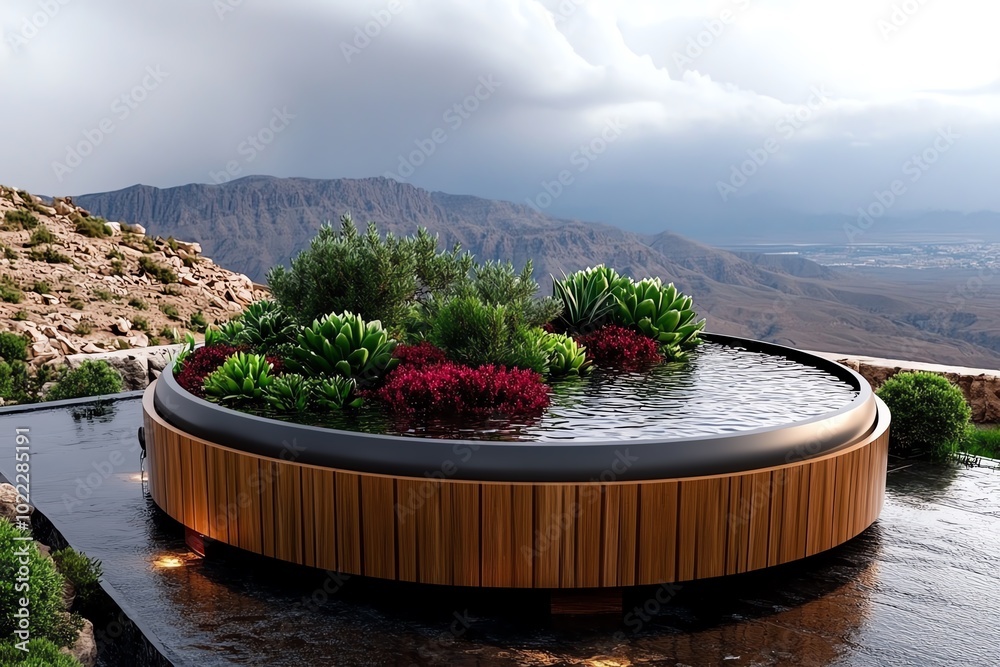 Realistic depiction of a rural water storage tank built to collect and ...