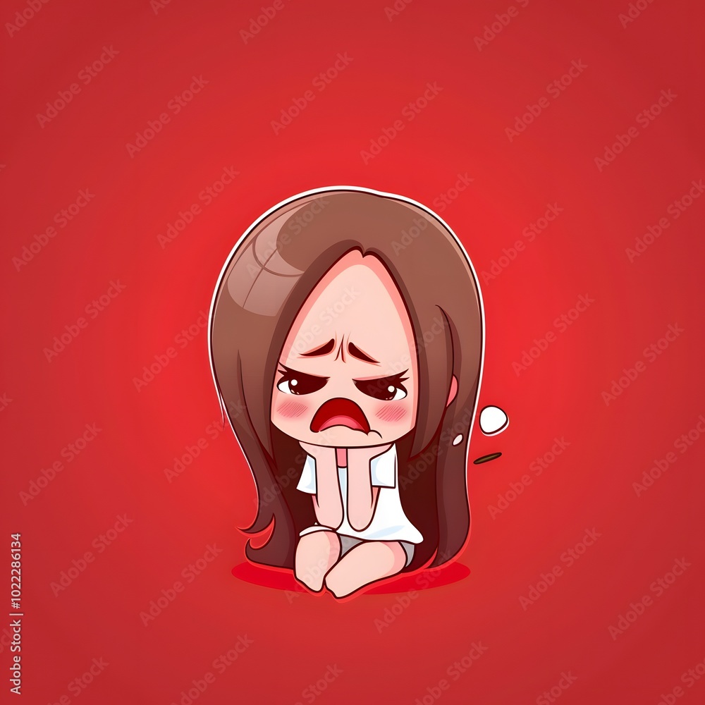 depression girl cartoon Stock Illustration | Adobe Stock