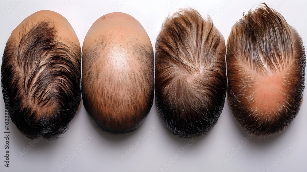 A step-by-step visual progression of laser hair therapy, from scalp ...