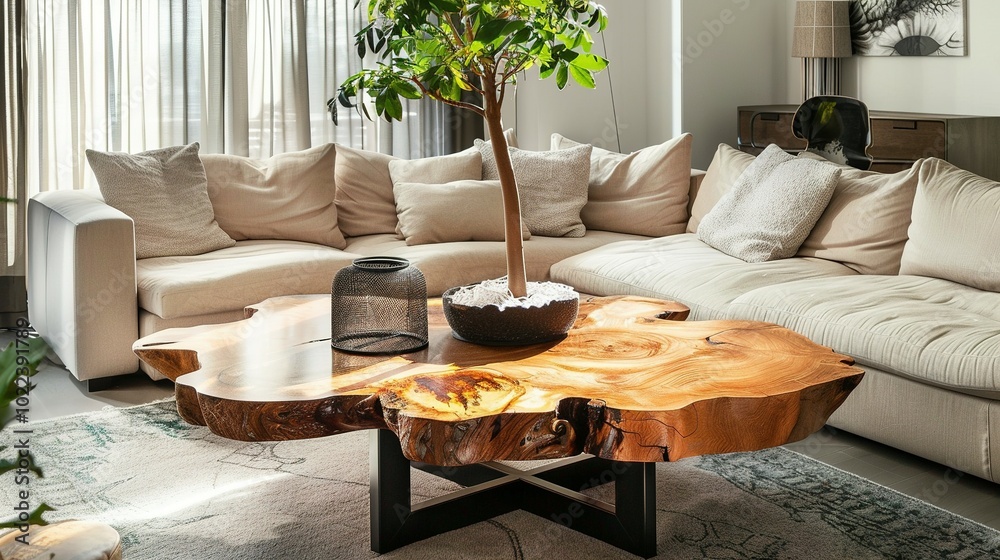 Corner Sofa Placement in a Stylish Japandi Interior Design Using a Live ...