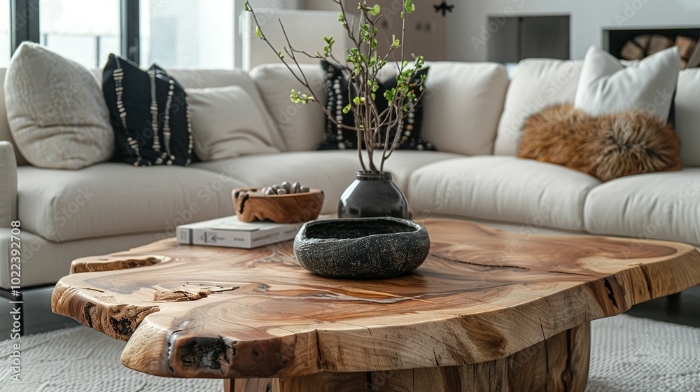 Corner Sofa Placement in a Stylish Japandi Interior Design Using a Live ...