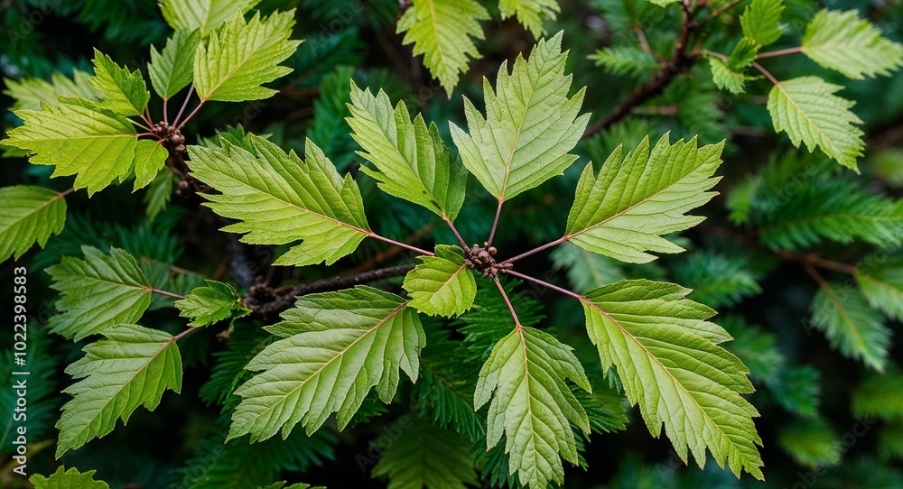 Western hemlock plant leaves background Stock Photo | Adobe Stock