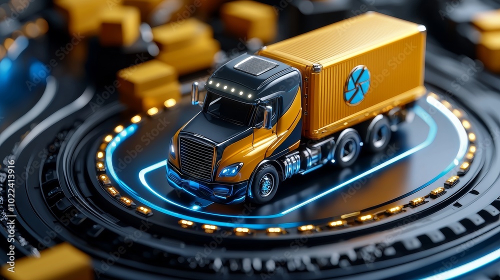 AI-Powered Logistics: A logistics hub where AI systems refine delivery ...