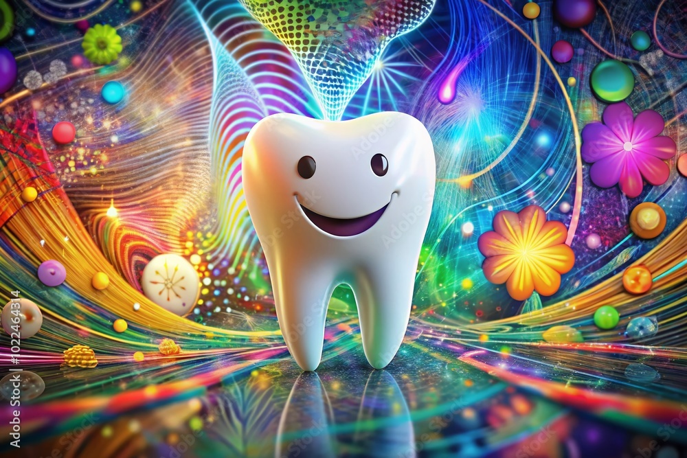 Smiling Tooth Double Exposure: 3D Render for Dental Health Awareness ...