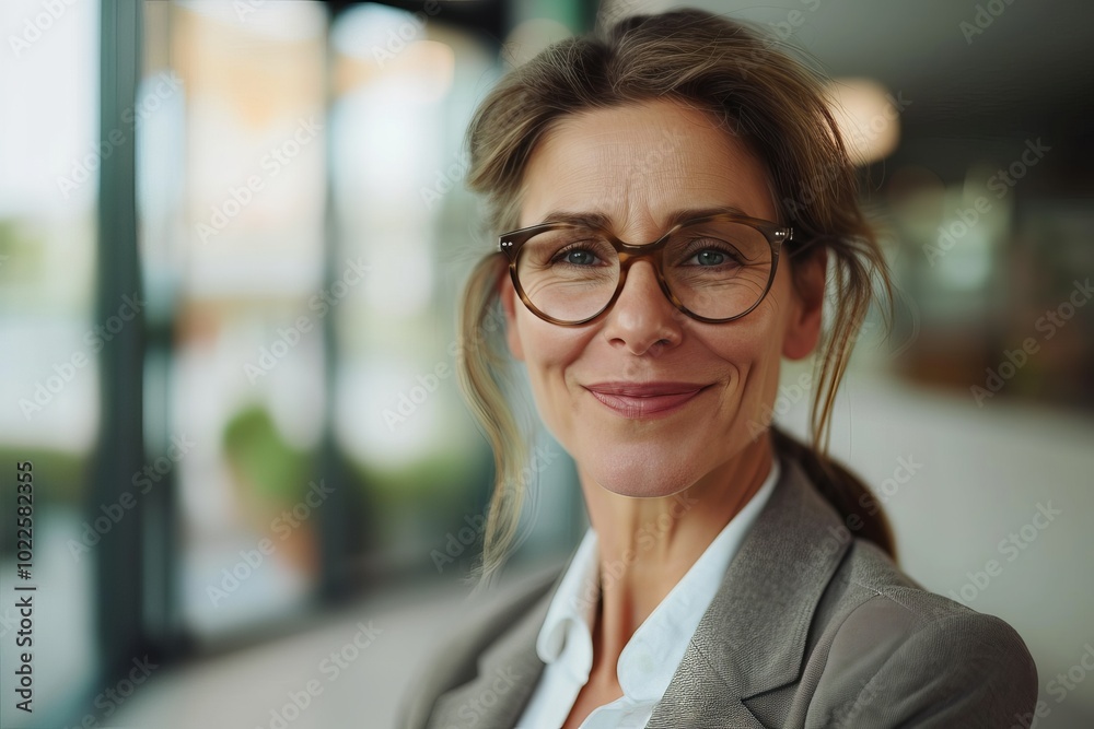 Closeup portrait of a confident mature professional woman in a power ...