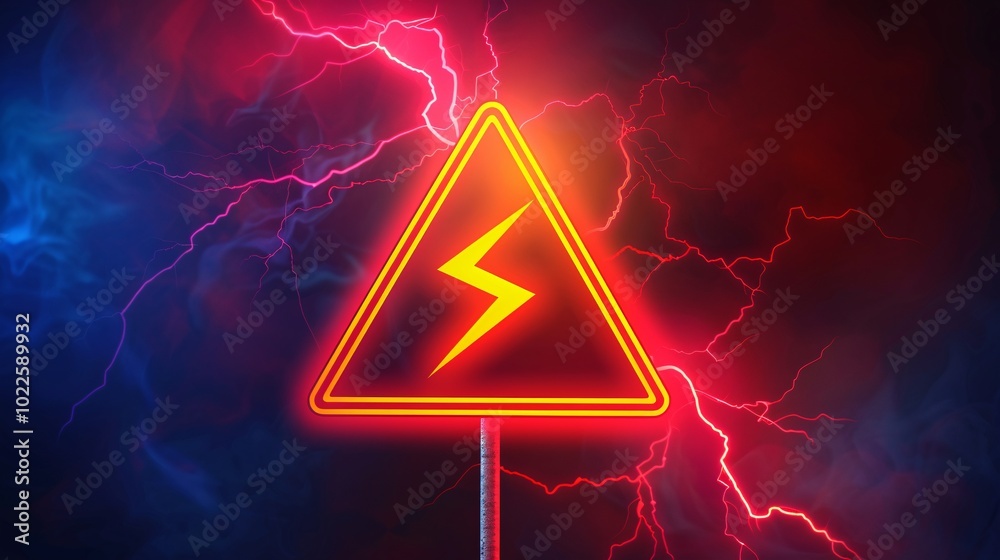Electricity warning symbol with lightning bolt and high voltage symbol ...