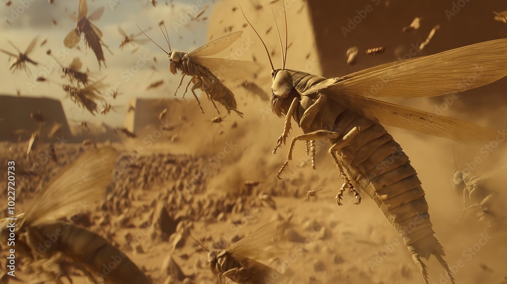 millions of dark skin egyptian people running away in egypt with locust ...