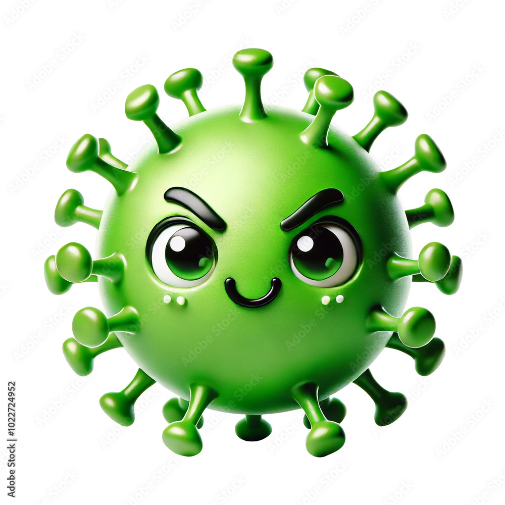 3d abstract emotional virus. Angry character cute kawaii cartoon virus ...