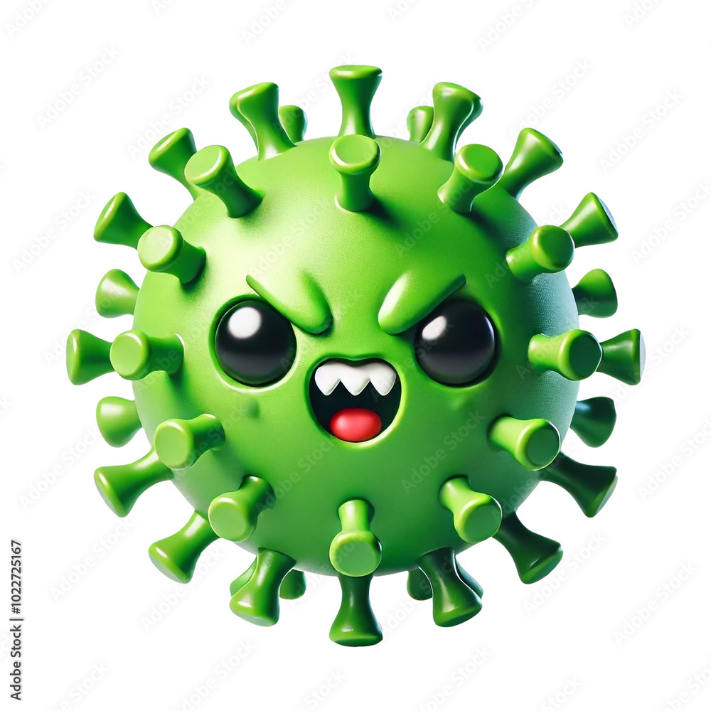 3d abstract emotional virus. Angry character cute kawaii cartoon virus ...