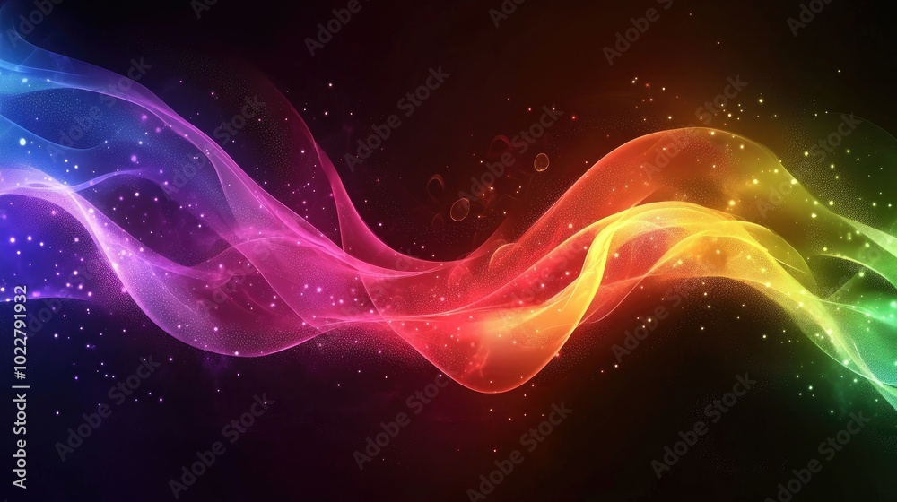 Abstract rainbow design on dark backdrop featuring surreal patterns ...