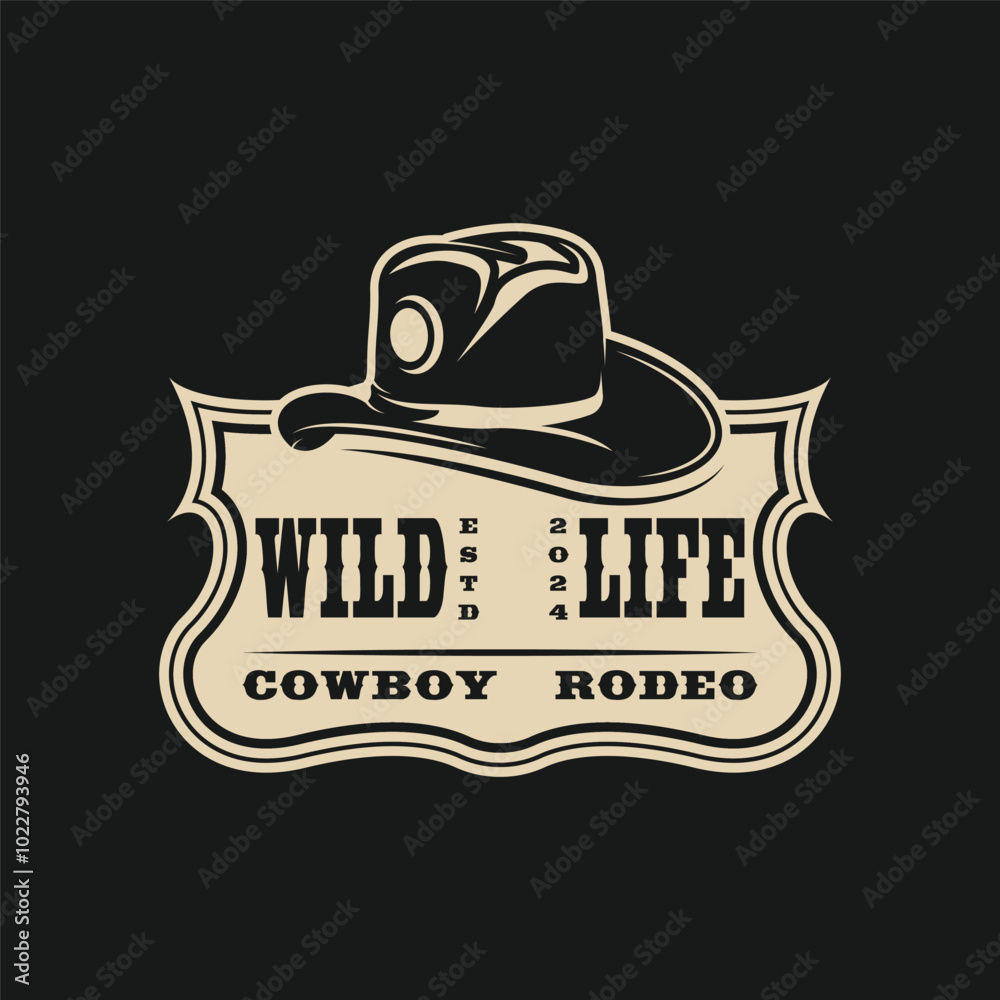 Logo cowboy rodeo. Retro Rodeo logo with equestrian silhouette. Wild ...