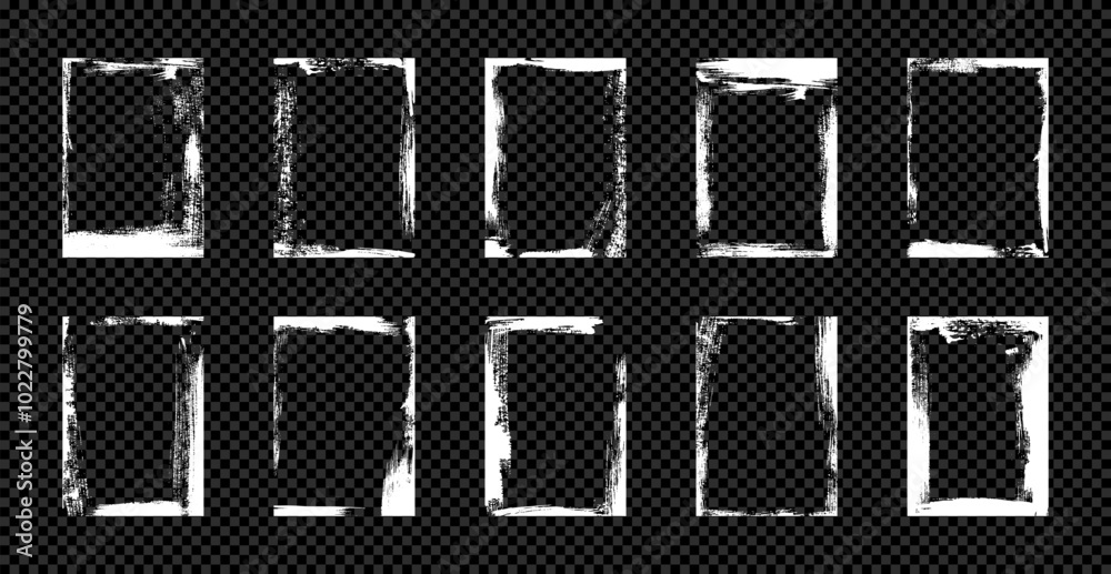 Brush painted white distressed frames. Textured picture overlay borders ...