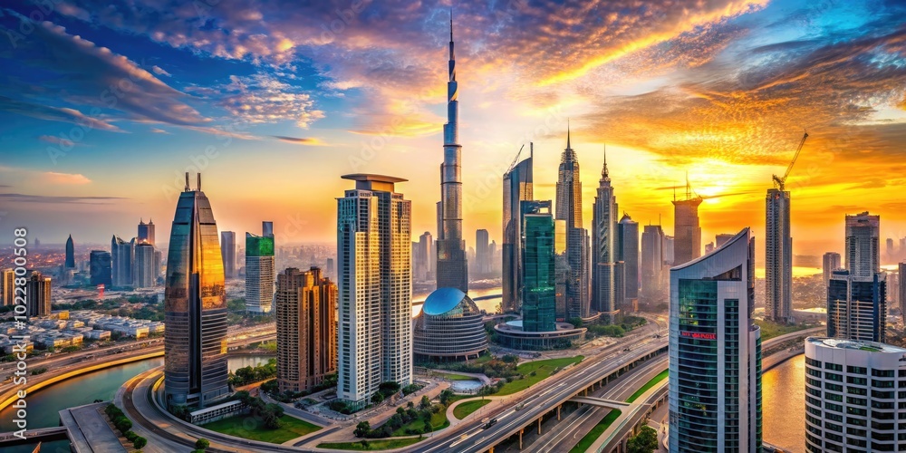 Stunning skyline views of Dubai featuring modern architecture, desert ...