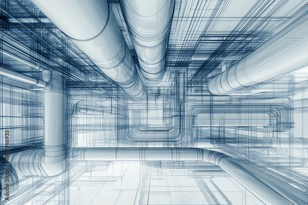 Detailed 3D Blueprint of an Advanced Ventilation System Design for ...