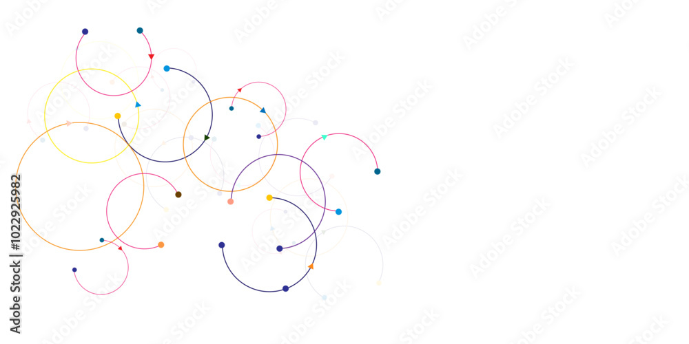 Abstract geometric background with plexus circles. Big data visualization and technology ...