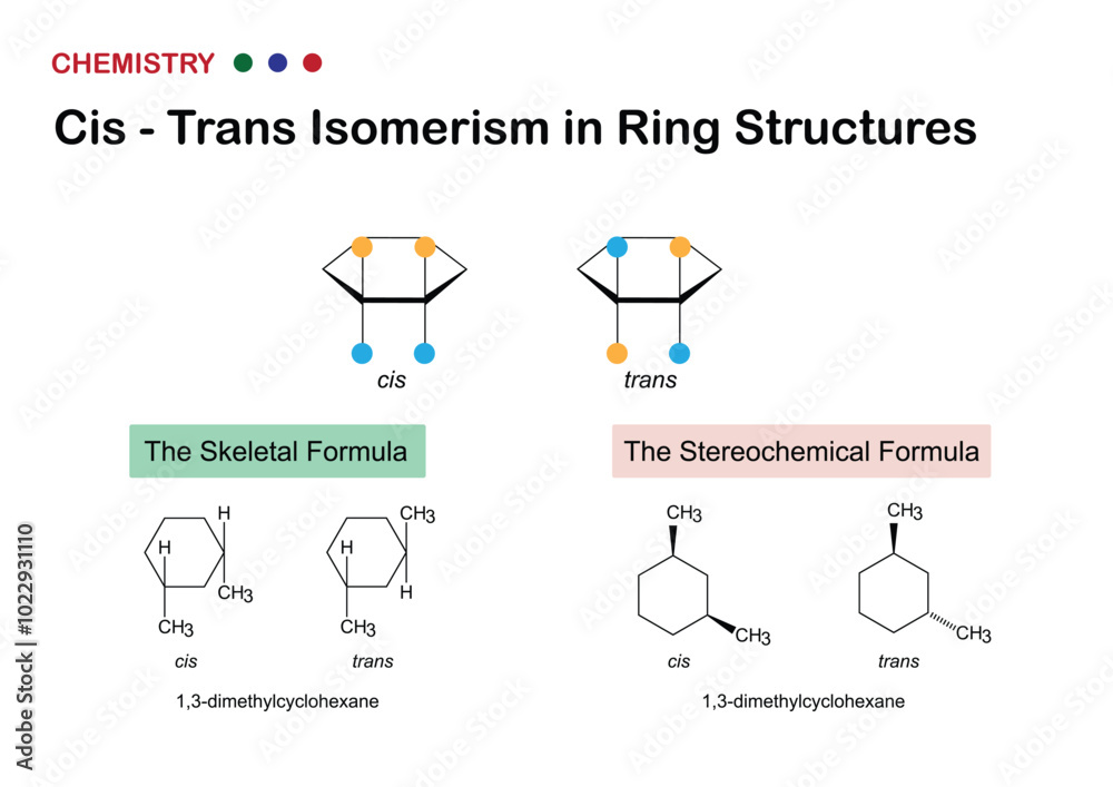 Diagram Illustrating Cis Trans Isomerism In Ring Structures Showing