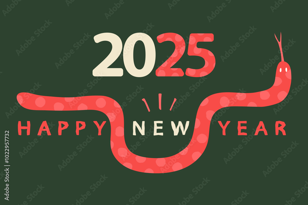 2025 New Year's card template, Year of the Snake, banner, poster design ...