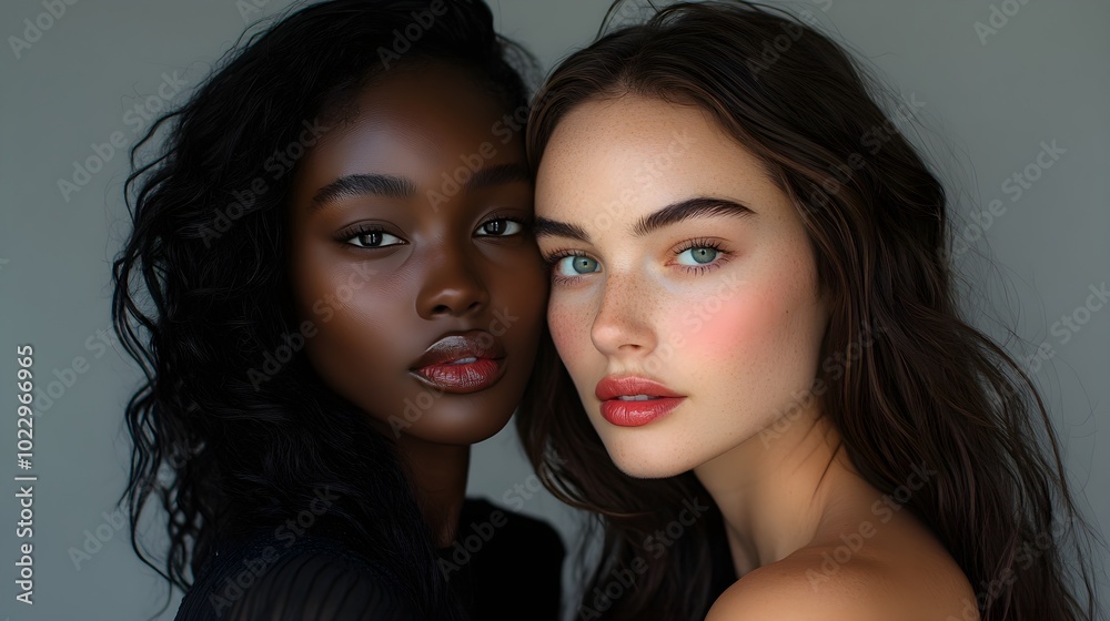 Multiracial women posing for a contemporary studio portrait, their ...