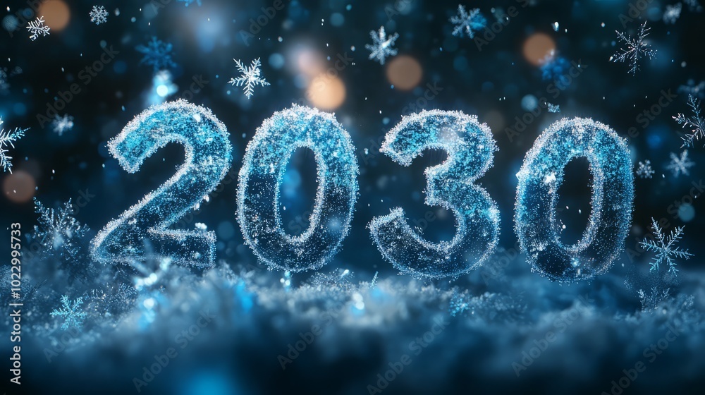 Frozen 2030: A crystalline vision of the future, where the numbers 2030 ...