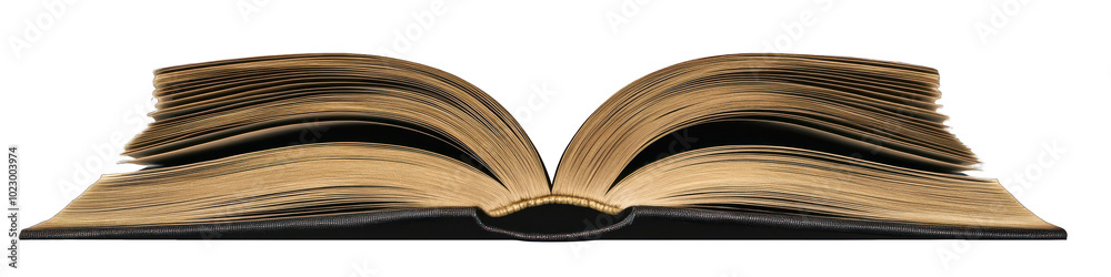 Clear background featuring an open book, shown isolated for detailed ...