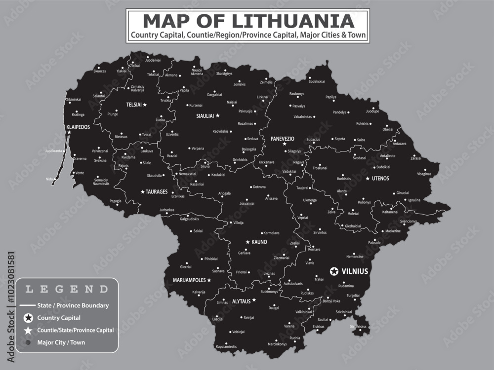 European Country Geography Political map. Political map of country with ...