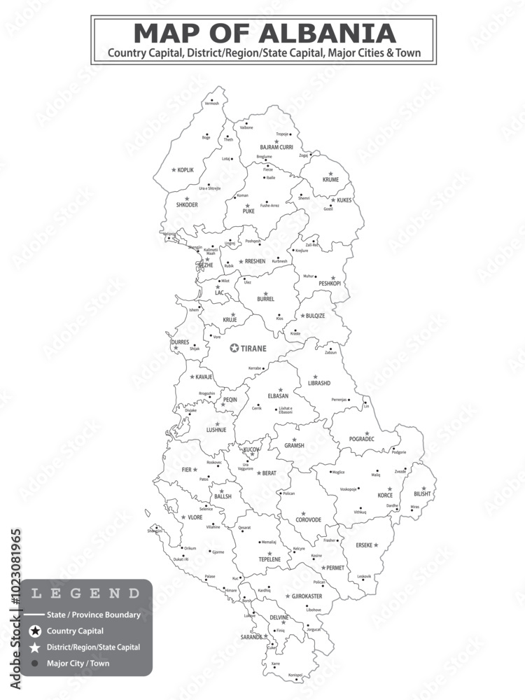 European Country Geography Political map. Political map of country with ...