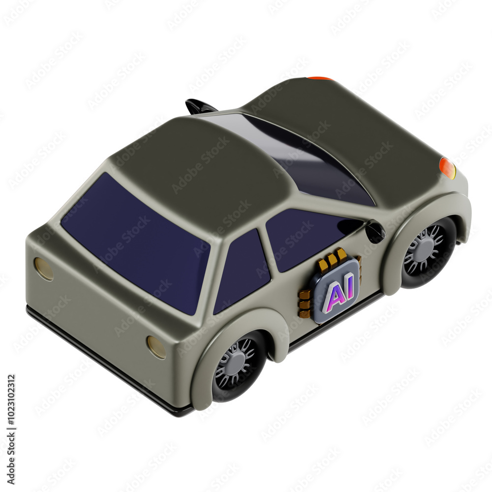 3d illustration of metallic gray smart car or autonomous vehicle ...