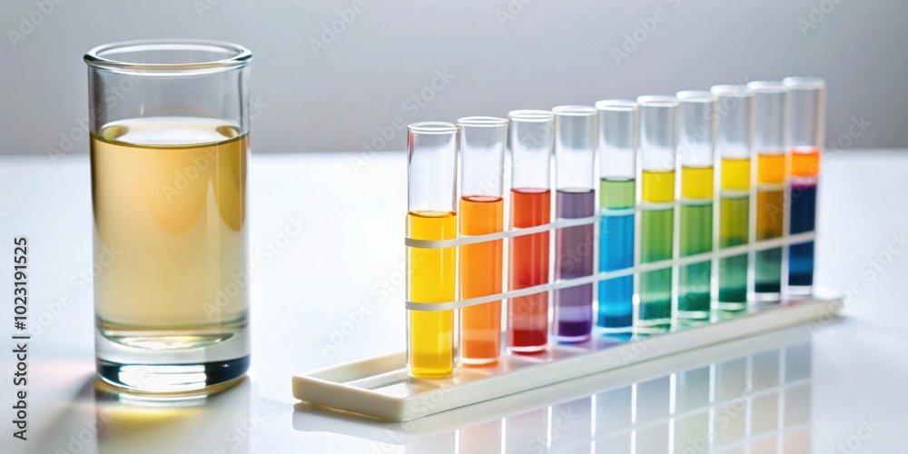 pH test kit with color chart for measuring acidity levels, chemistry ...