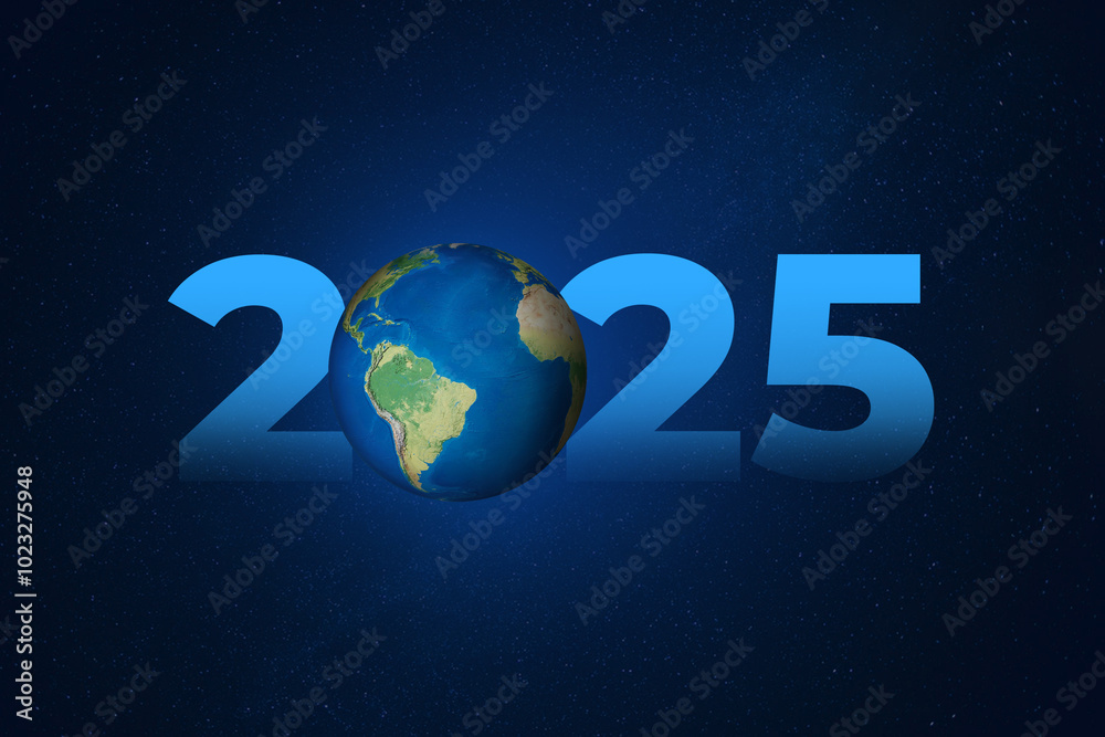 New Year 2025. Green recycling and save our planet and earth ...