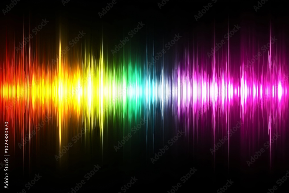 Rainbow spectrum of colors forming an abstract soundwave echoing ...