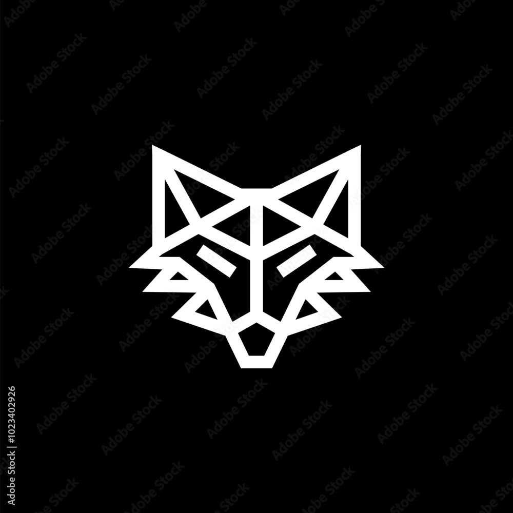 simple wolf outline geometric minimalist bold line wolf head logo ...