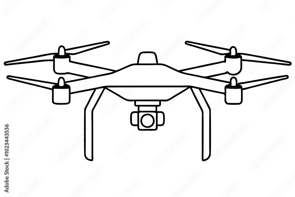 Drone line art vector, drone camera icon outline drawing vector ...