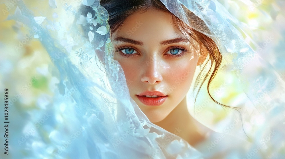 Ethereal beauty captured in soft focus, a vision of grace and delicacy ...