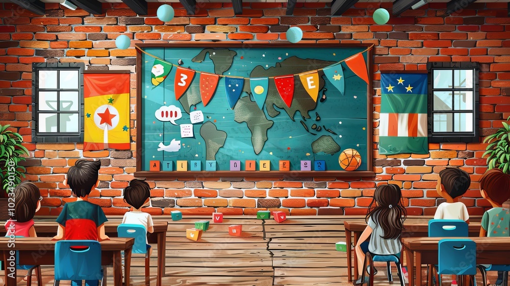 language learning banner background, learn foreign language online ...