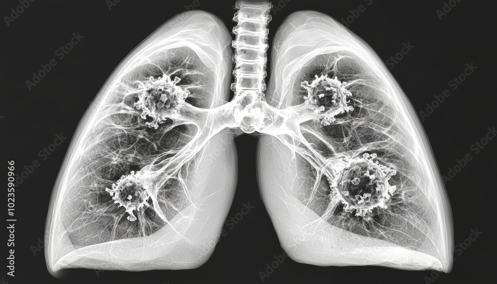 Stock-Illustration „A digital X-ray scan of the lungs showing the ...