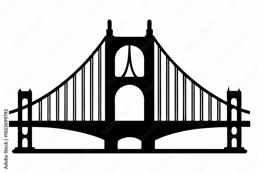 Golden gate bridge silhouette. bridge vector silhouette illustration ...