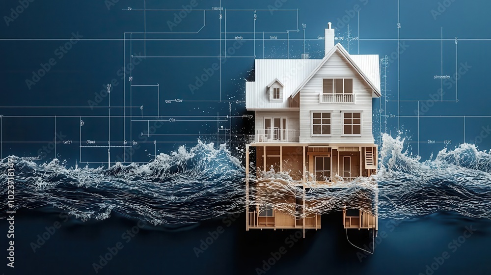 Cross-section blueprint showing how floodwaters rise during a hurricane ...