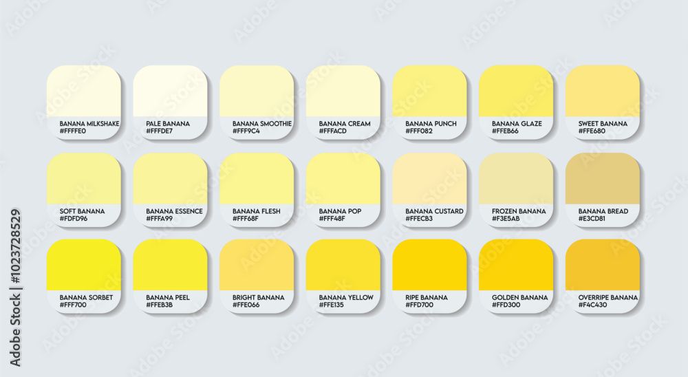 Banana Color Palette, Banana Color Guide Palette with Color Names ...