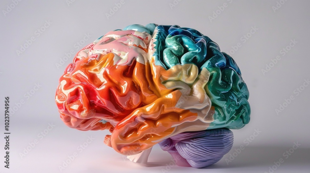 A vibrant MRI brain scan image showing a detailed cross-section with ...