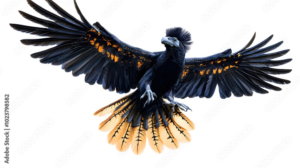 Northern Helmeted Curassow Flying on White Background, Photo Realistic ...