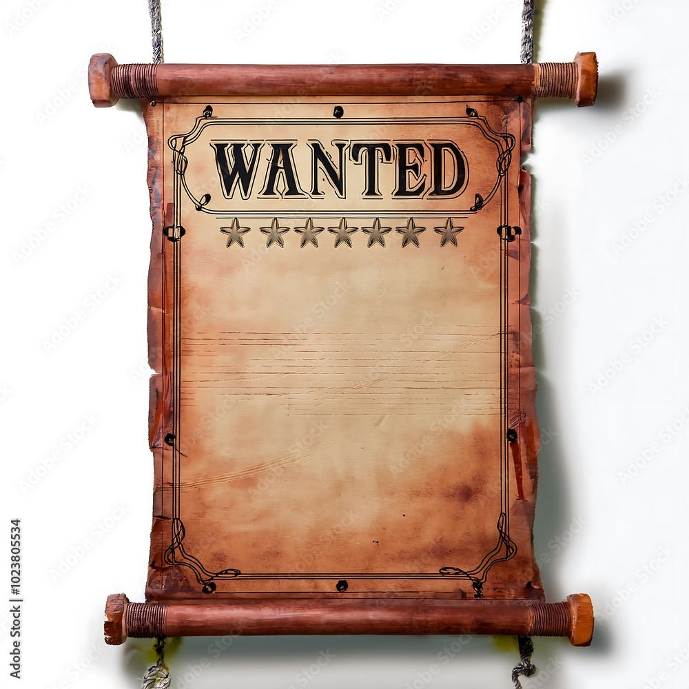 Wanted poster from the Wild West era with a blank space for a notorious ...