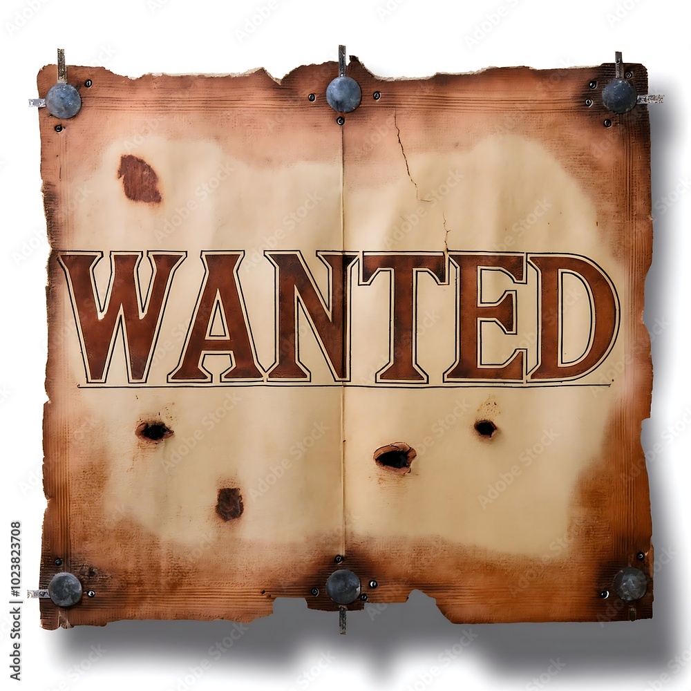 Rustic wild west wanted poster with bullet holes and burnt edges from ...