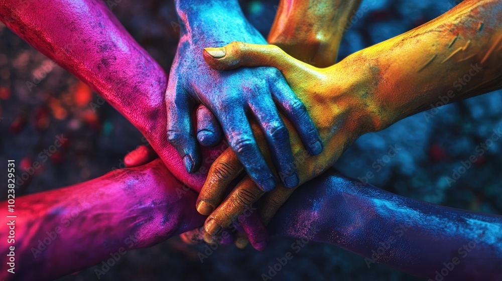 An artistic representation of unity symbols like clasped hands, adorned ...