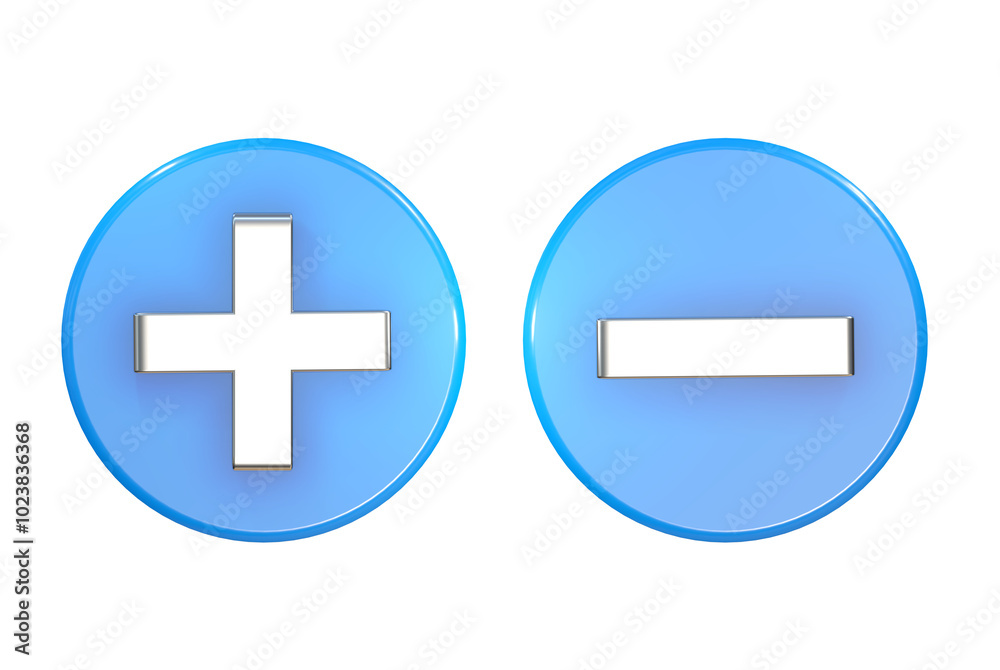 Plus and minus buttons 3d on png transparent background. Stock ...
