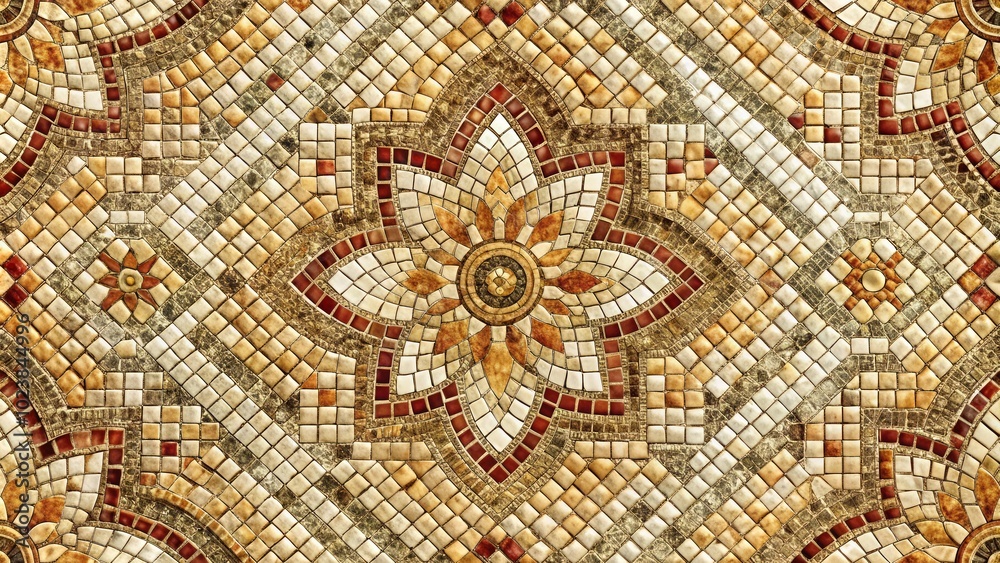 Ancient mosaic pattern forming a flower ornament Stock Illustration ...